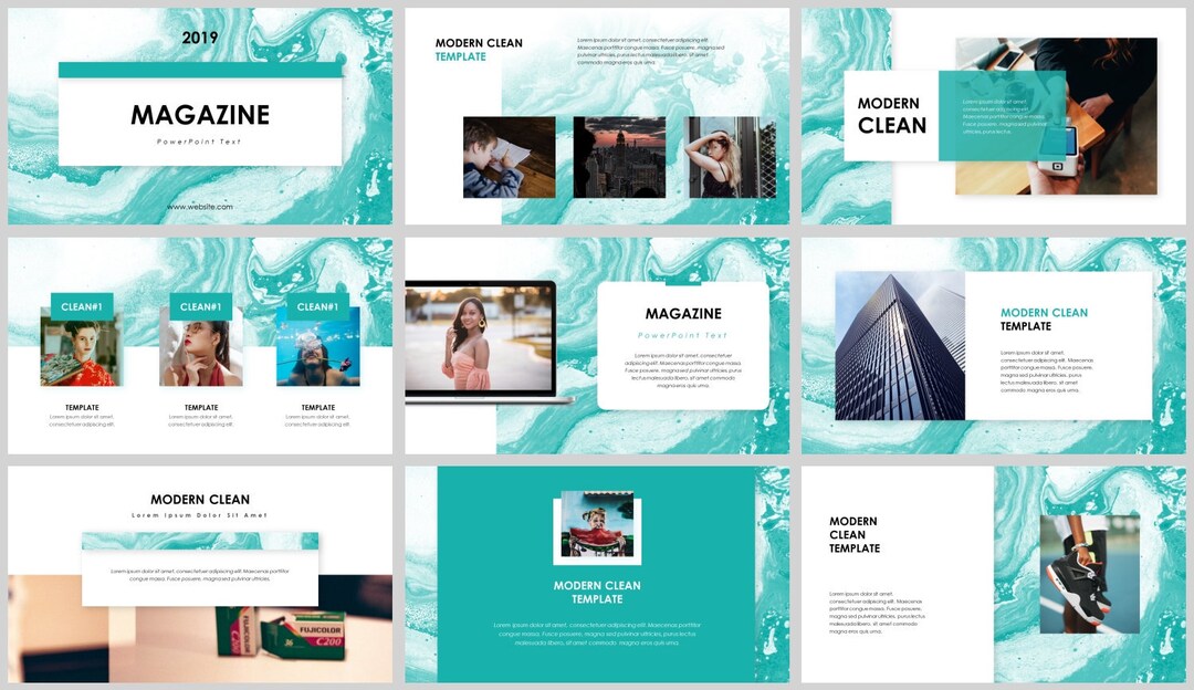 Minimal Watercolor Magazine Style Powerpoint Template - Etsy