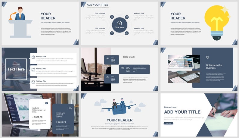 Minimal Blue Business Powerpoint Template - Etsy