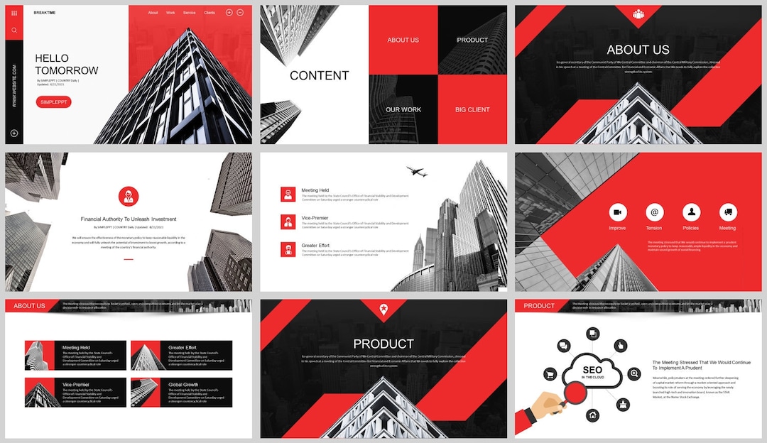 Minimal Clean Business Report Powerpoint Template Etsy