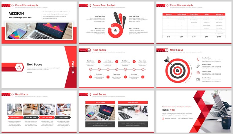 Red Minimal Business Report Template - Etsy
