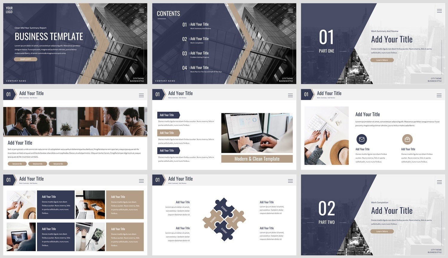 Minimal Work Summary Powerpoint Template - Etsy