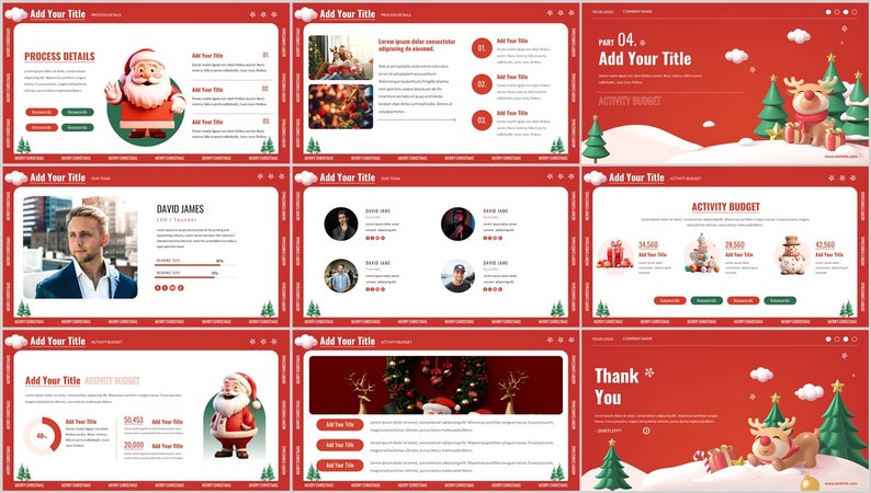 Merry Christmas Annual Summary Powerpoint Template - Etsy