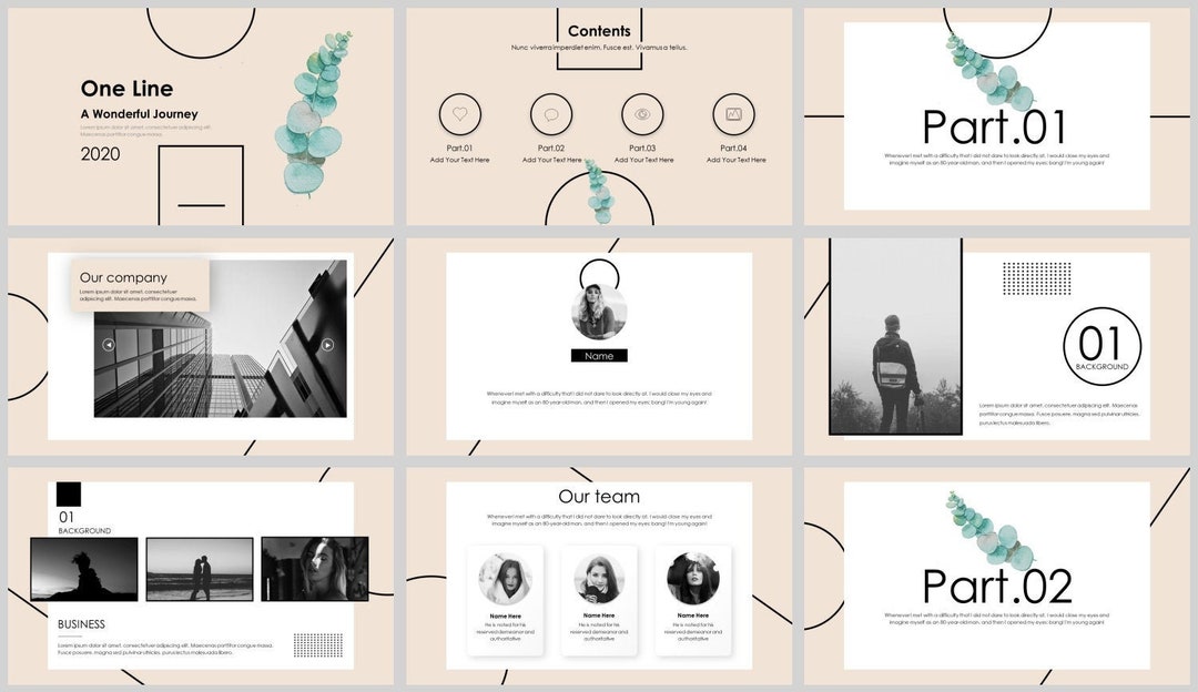 One Line Journey Simple Magazine Style Powerpoint Template - Etsy