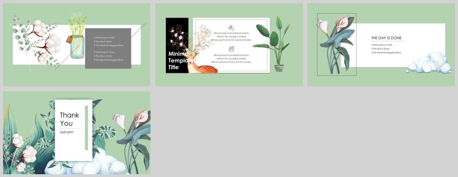 Watercolor Illustrations Style Powerpoint Template - Etsy