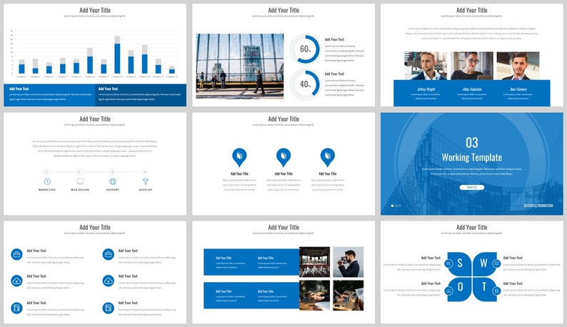 Modern Clean Blue Business Powerpoint Template - Etsy