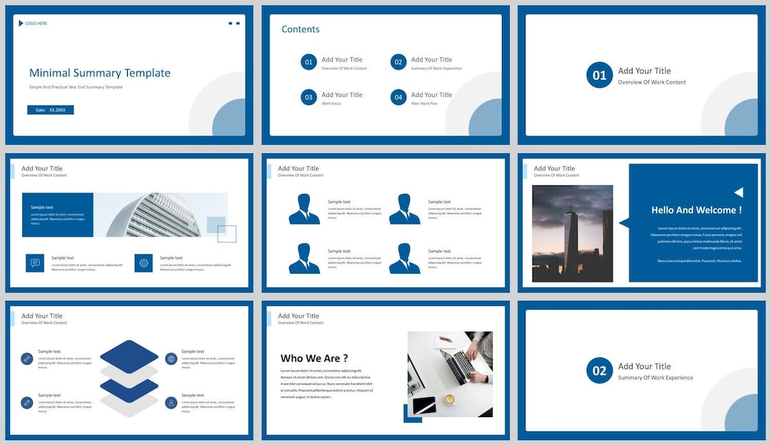 Modern Clean Business Work Summary Powerpoint Template - Etsy