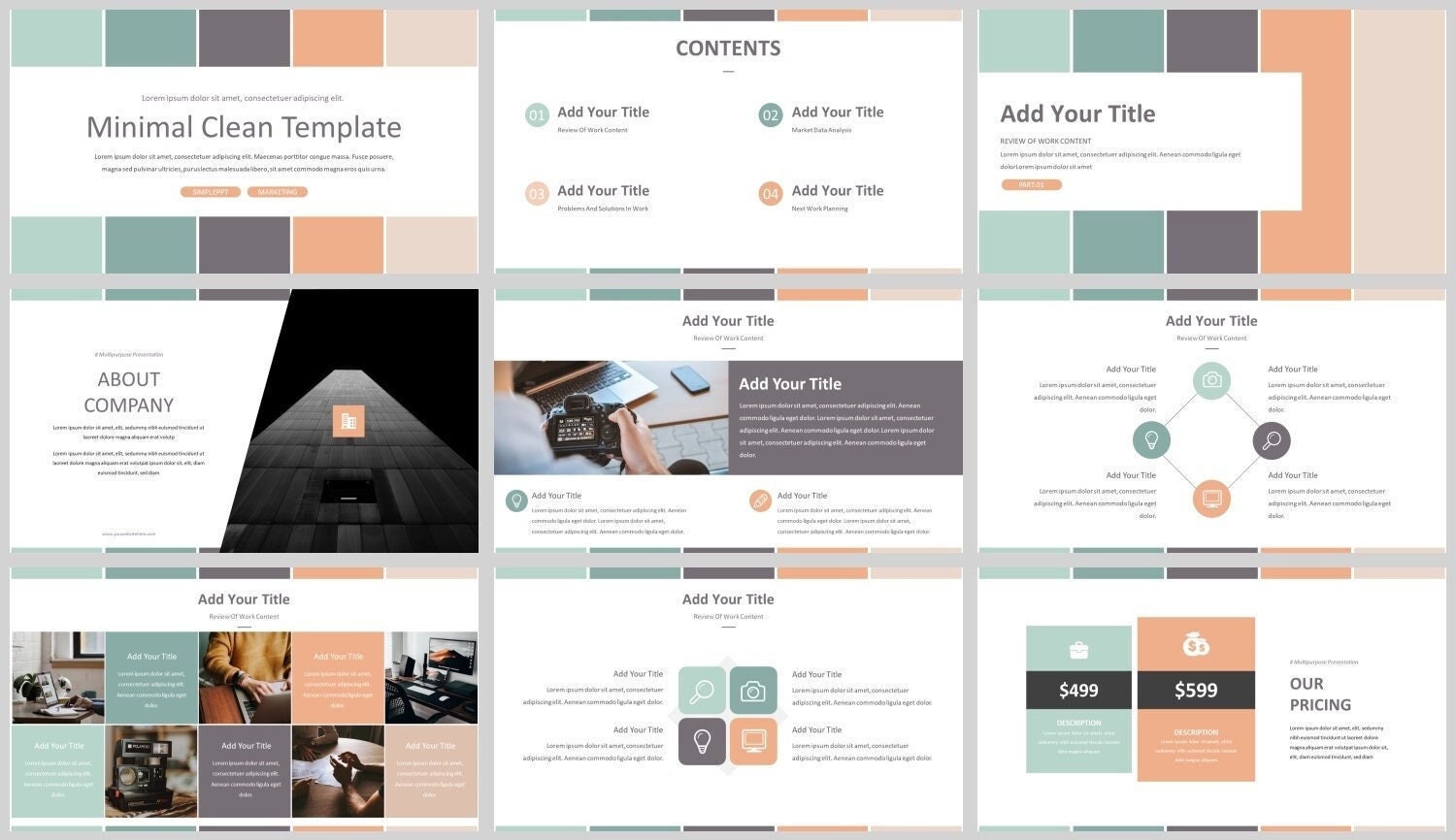 Minimal Work Summary Powerpoint Template - Etsy