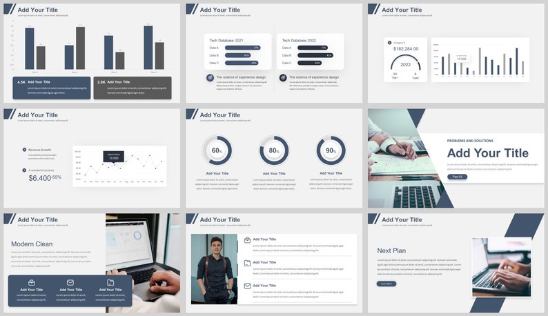 Minimal Blue Business Powerpoint Template - Etsy