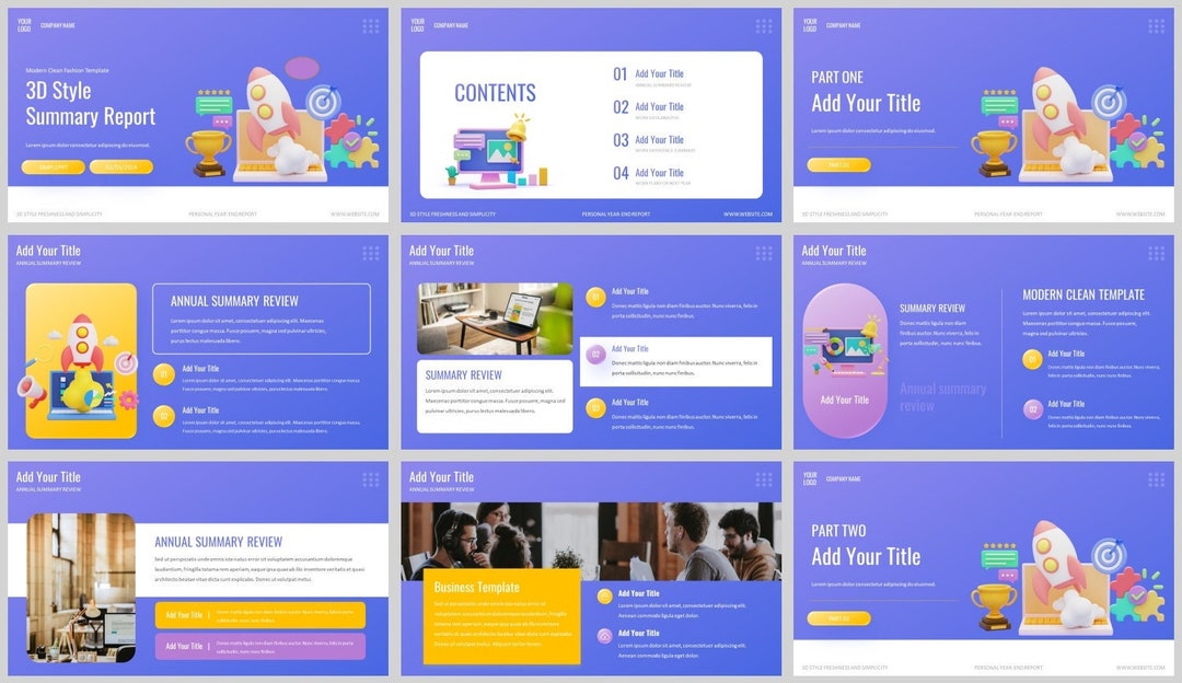 Minimal 3D Style Business Powerpoint Template - Etsy