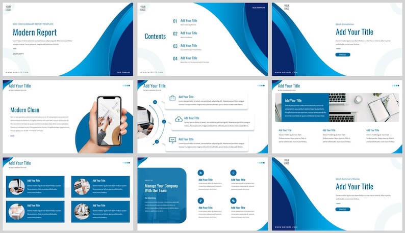 Minimal Blue Business Powerpoint Template - Etsy