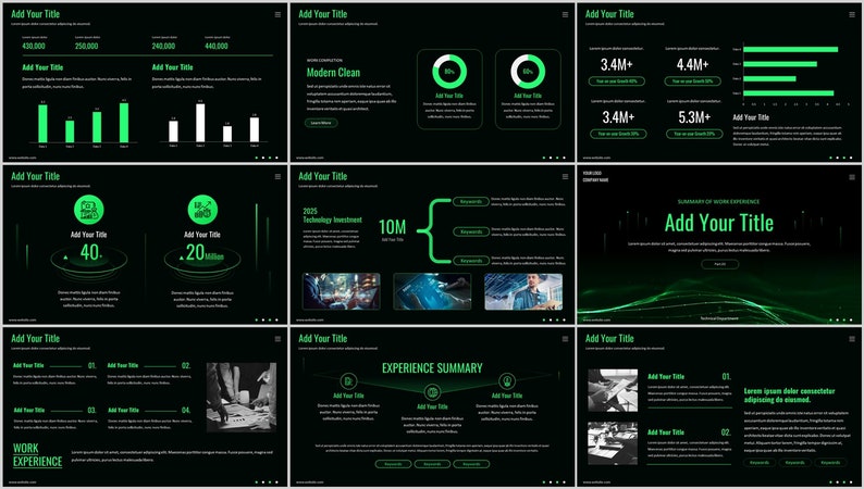 Modern Green Technology Annual Summary Powerpoint Template - Etsy