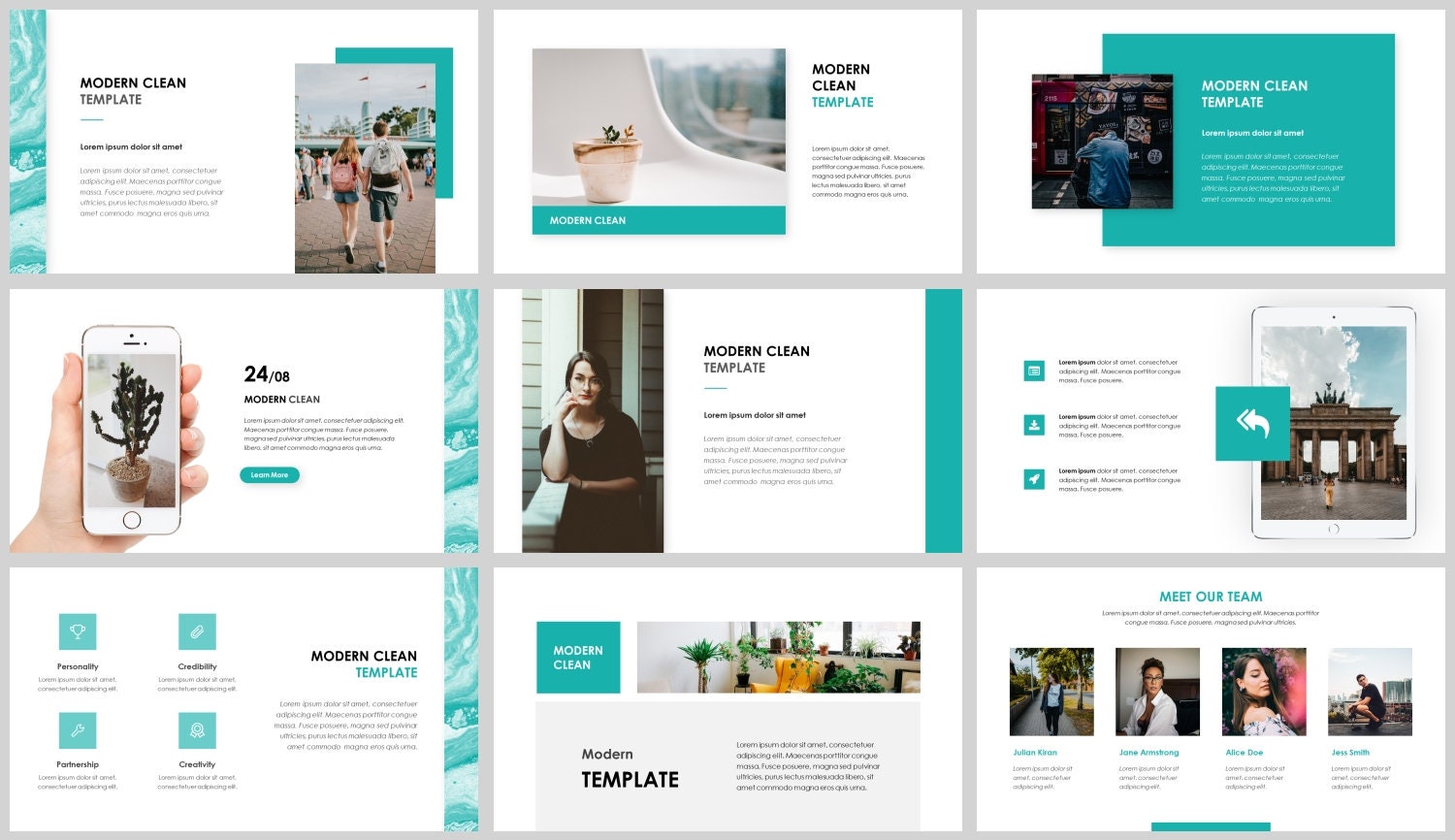 Minimal Watercolor Magazine Style Powerpoint Template - Etsy