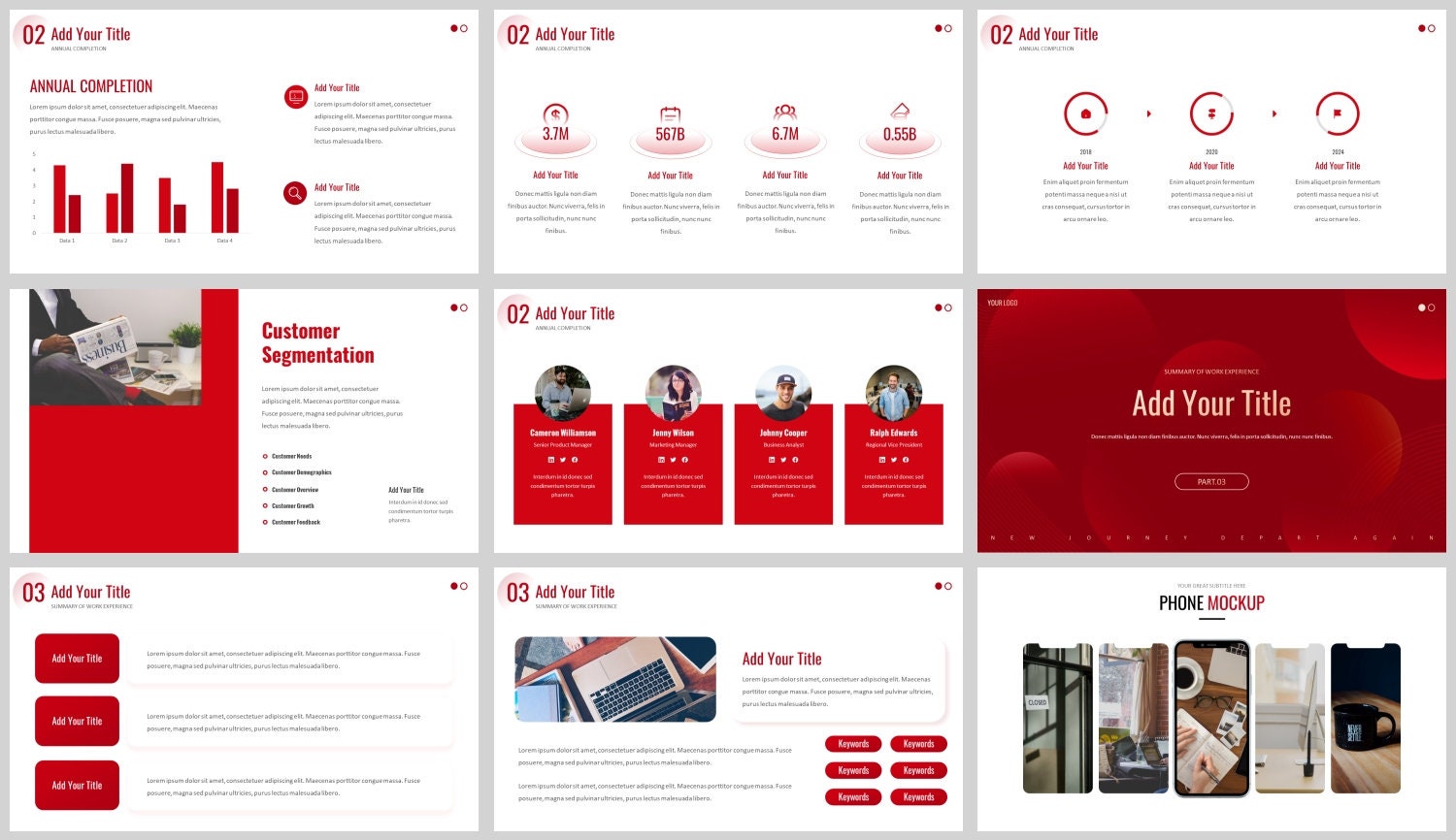 Minimal Red Business Powerpoint Template - Etsy
