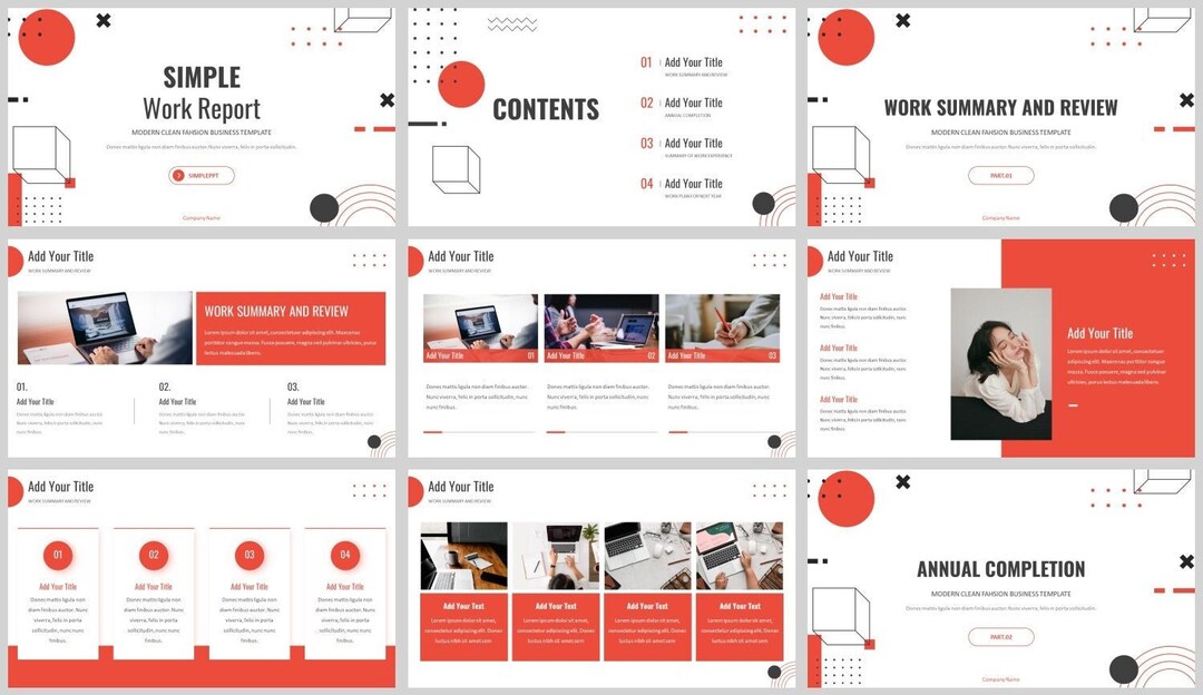 Minimal Work Summary Powerpoint Template - Etsy