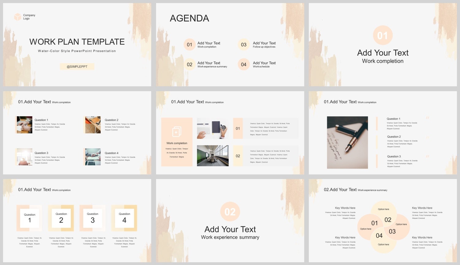 Minimal Water-color Style Powerpoint Template - Etsy