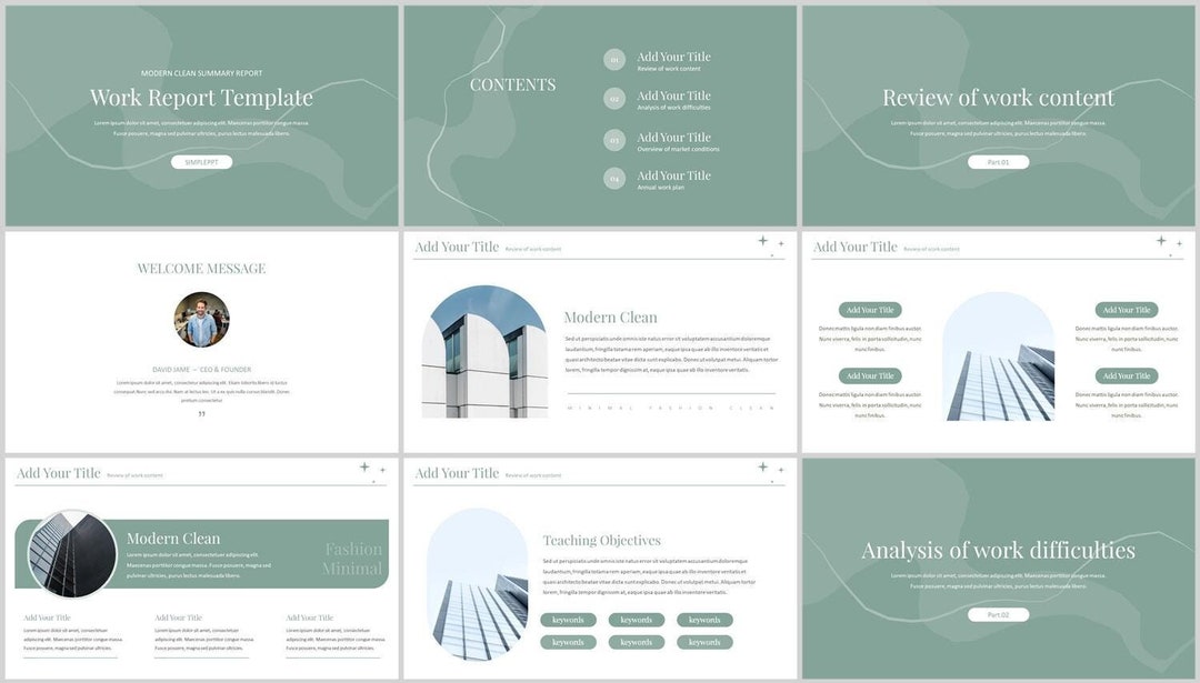 Minimal Modern Clean Report Powerpoint Template - Etsy