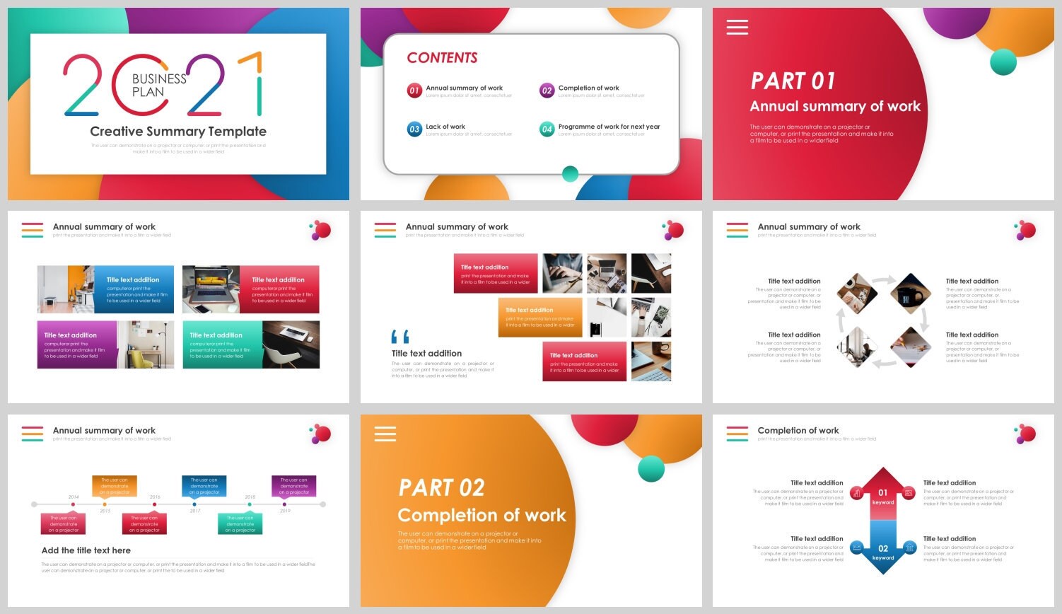 Creative Gradient Business Report Powerpoint Template03 - Etsy