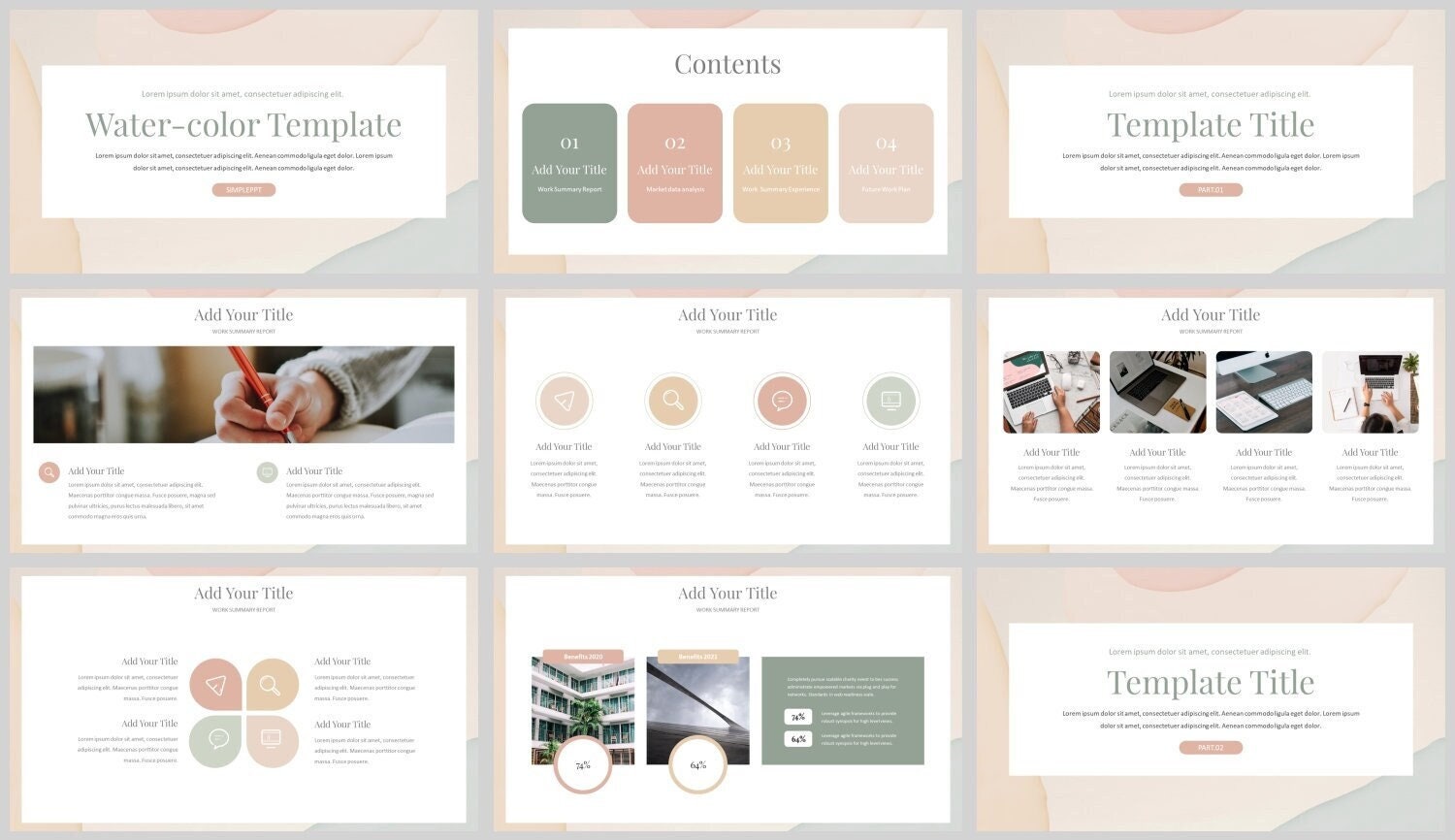 Plantilla de PowerPoint de resumen de trabajo mínimo - Etsy México