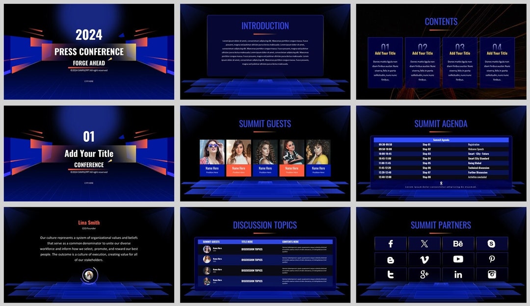 Modern Press Conference Business Report Powerpoint Template - Etsy