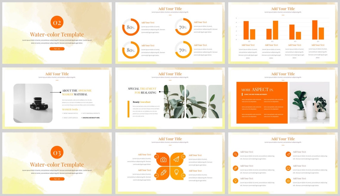 Minimal Watercolor Style Powerpoint Template - Etsy