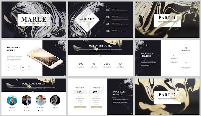 Minimal Marble Magazine Style Business Powerpoint Template - Etsy