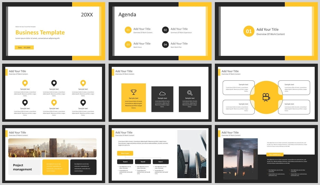 Modern Clean Business Work Summary Powerpoint Template - Etsy