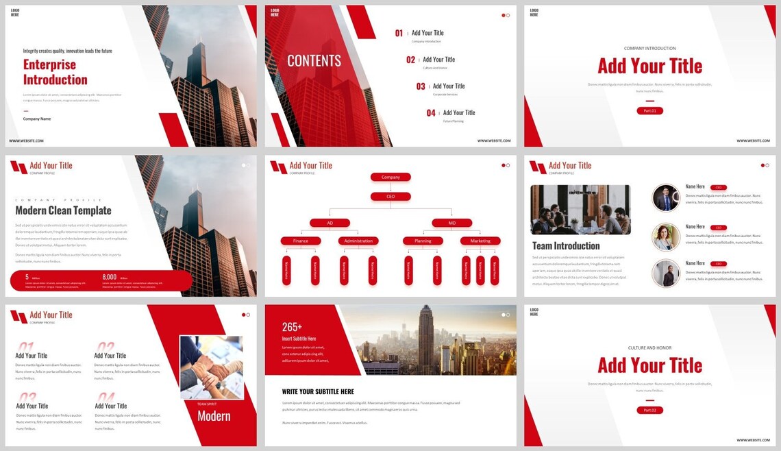 Minimal Red Business Powerpoint Template - Etsy