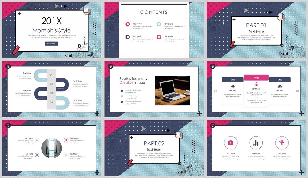 Memphis Style Minimal Powerpoint Template - Etsy