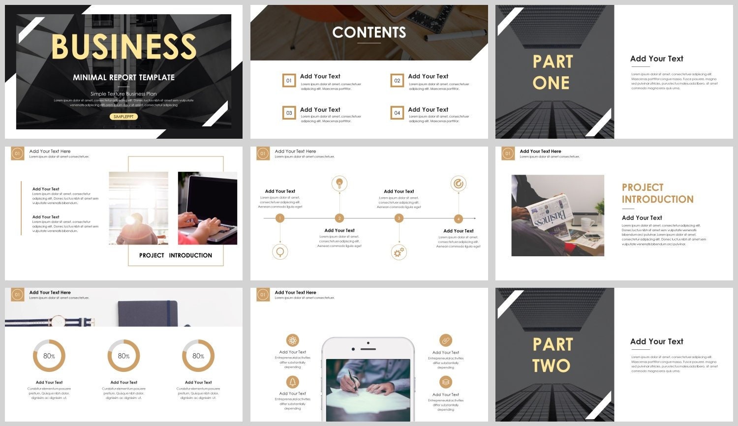 Golden Business Powerpoint Template - Etsy