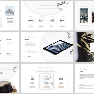 Minimal Marble Magazine Style Business Powerpoint Template - Etsy
