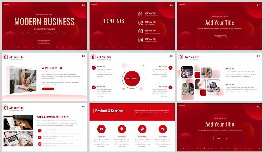 Minimal Red Business Powerpoint Template - Etsy