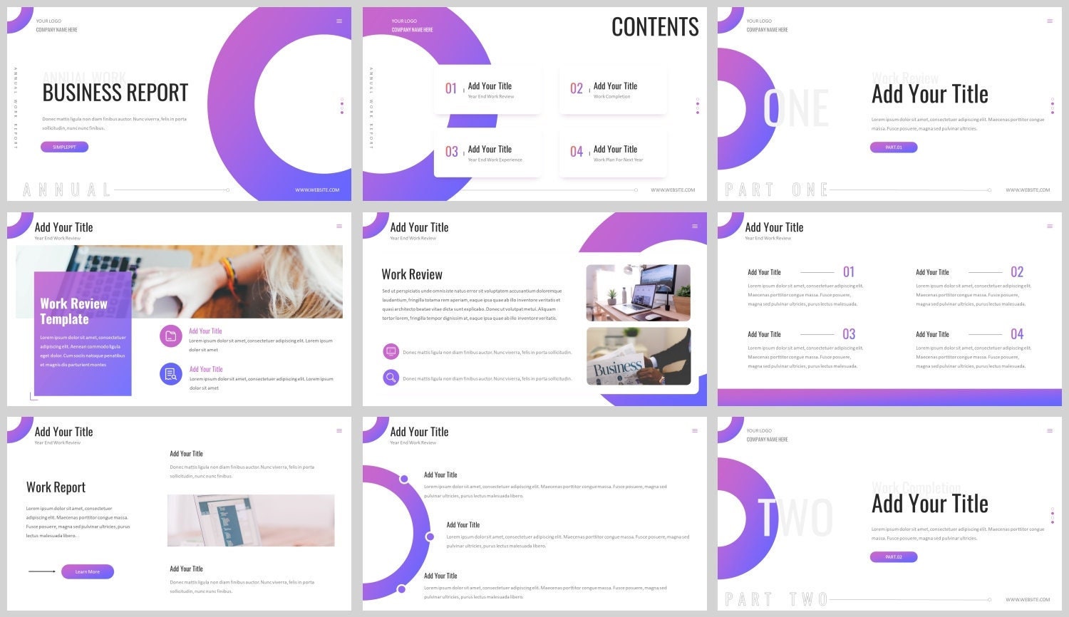Minimal Work Summary Powerpoint Template - Etsy