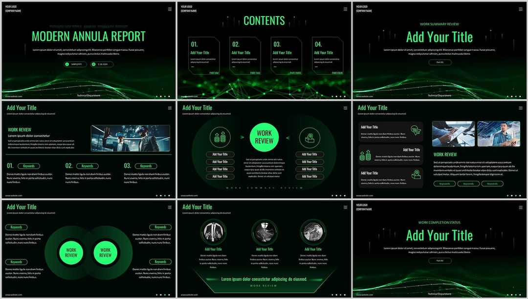 Modern Green Technology Annual Summary Powerpoint Template - Etsy
