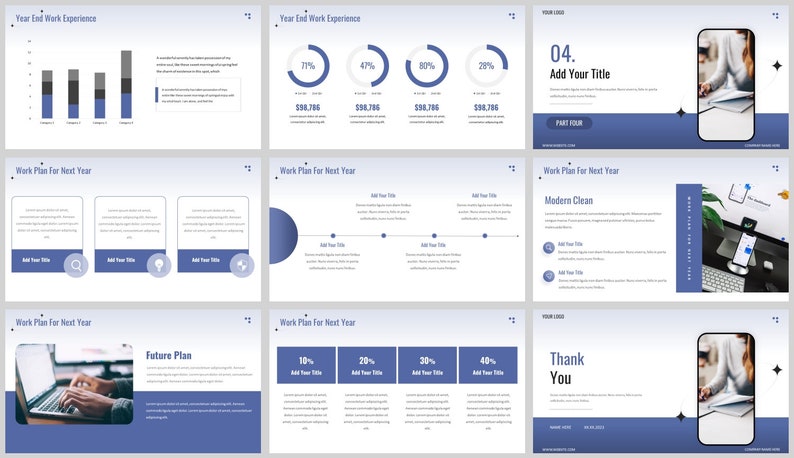 Minimal Blue Business Powerpoint Template - Etsy