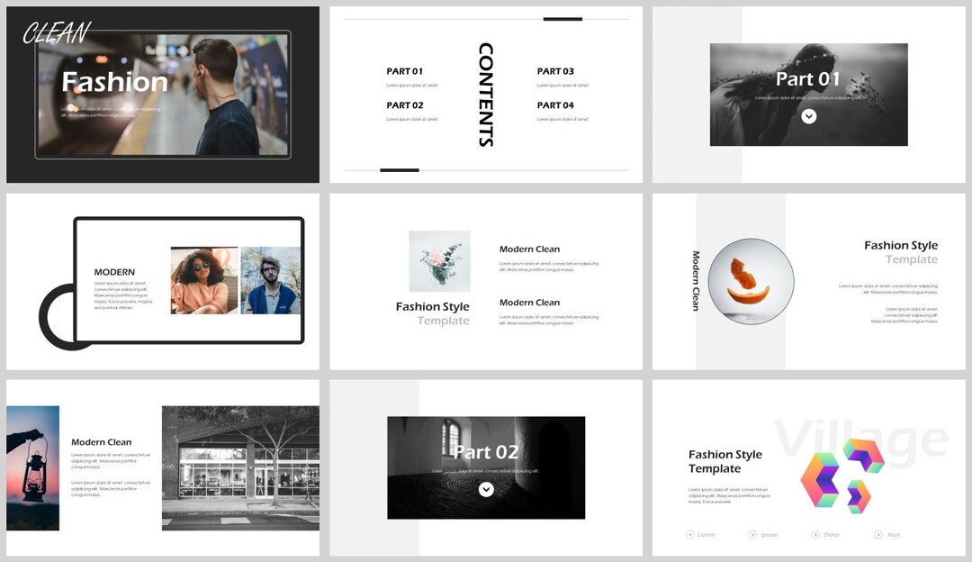 Minimal Magazine Style Fashion Powerpoint Template - Etsy