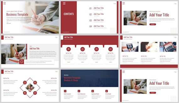 Minimal Red Business Powerpoint Template - Etsy