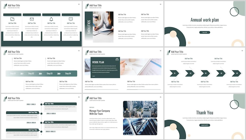 Minimal Green Business Powerpoint Template - Etsy