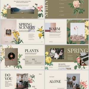 Minimal Green Spring Report Powerpoint Template - Etsy Canada