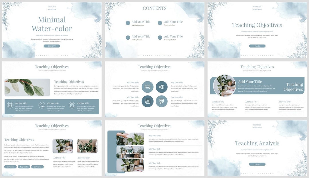 Minimal Wate-color Clean Teaching Powerpoint Template - Etsy