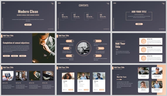 Minimal Black Golden Business Powerpoint Template | Etsy