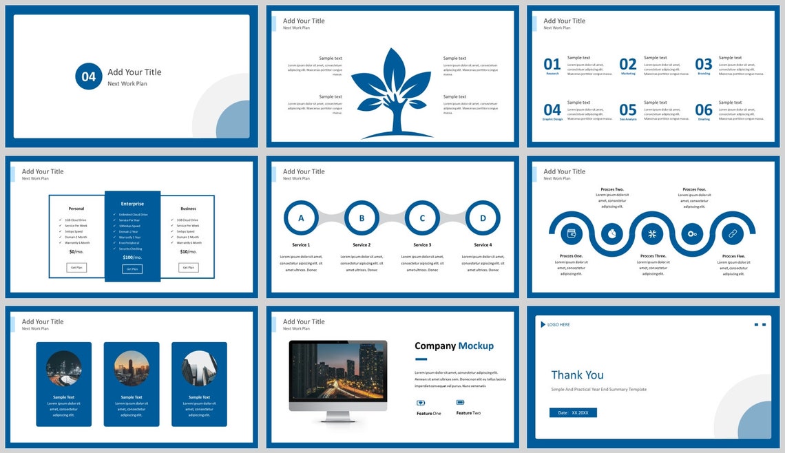 Modern Clean Business Work Summary Powerpoint Template - Etsy