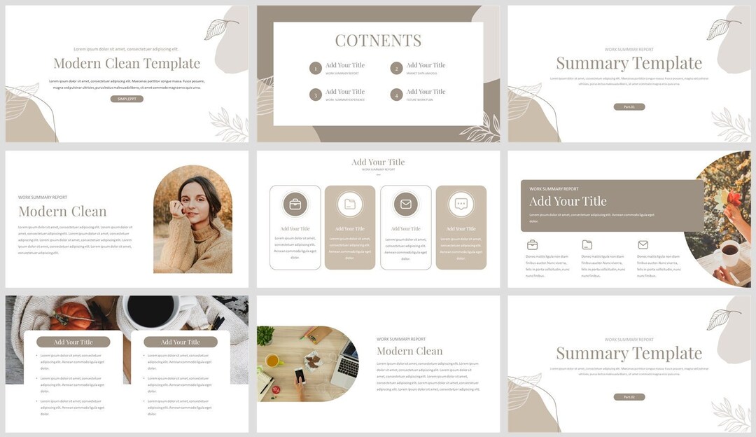 Minimal Clean Report Powerpoint Template - Etsy