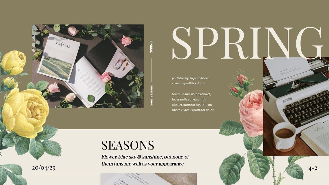 Minimal Green Spring Report Powerpoint Template - Etsy Canada