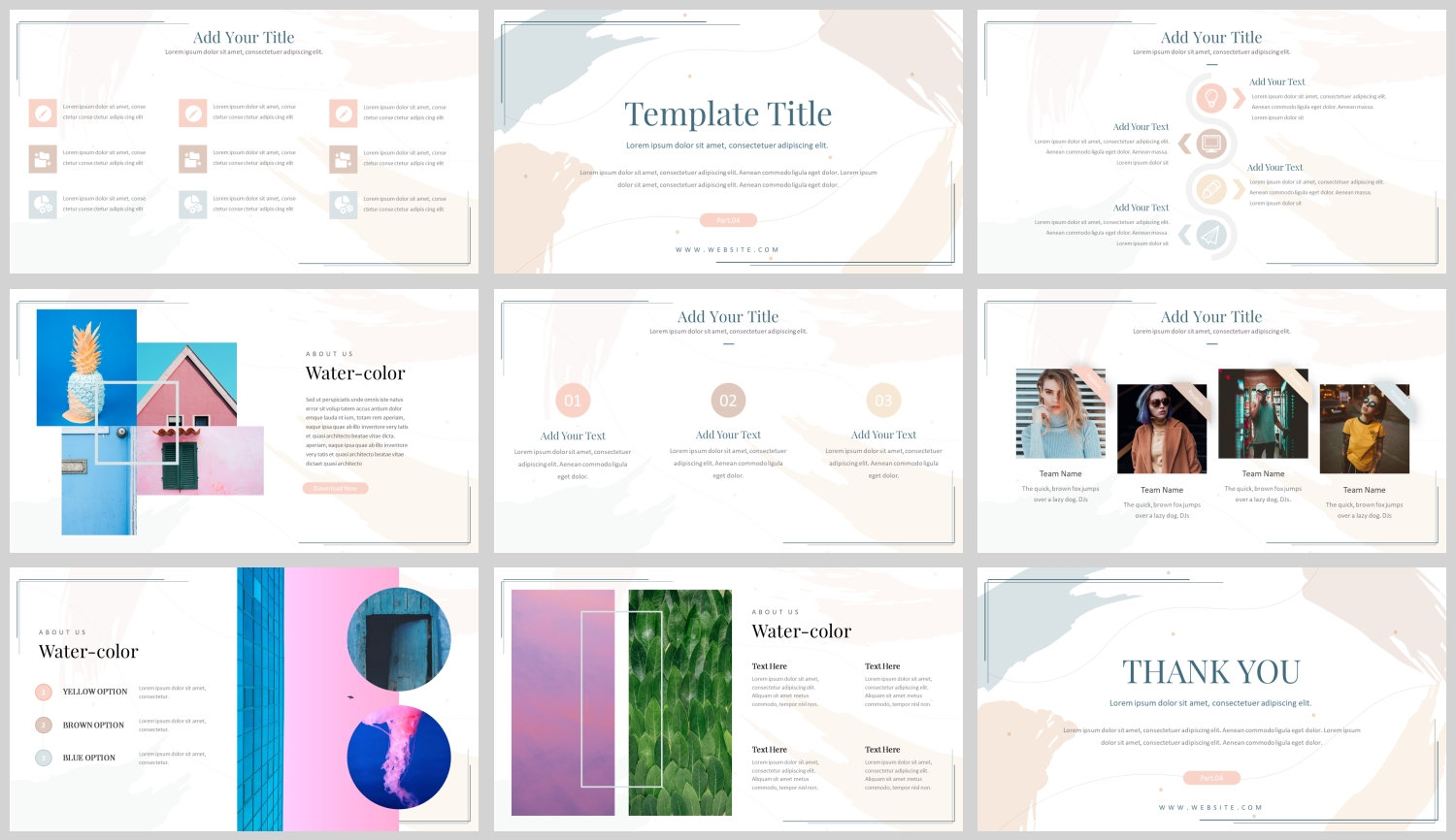Minimal Water-color Style Powerpoint Template - Etsy