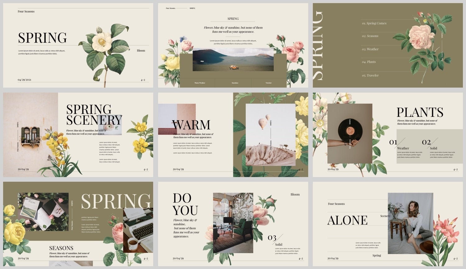 Minimal Green Spring Report Powerpoint Template - Etsy Canada