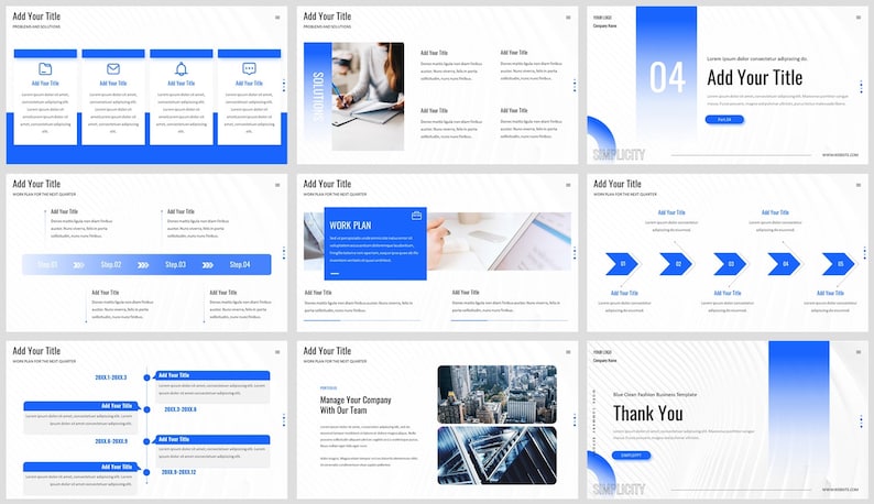 Minimal Blue Business Powerpoint Template - Etsy