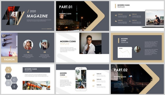 Minimal Magazine Style Powerpoint Template | Etsy