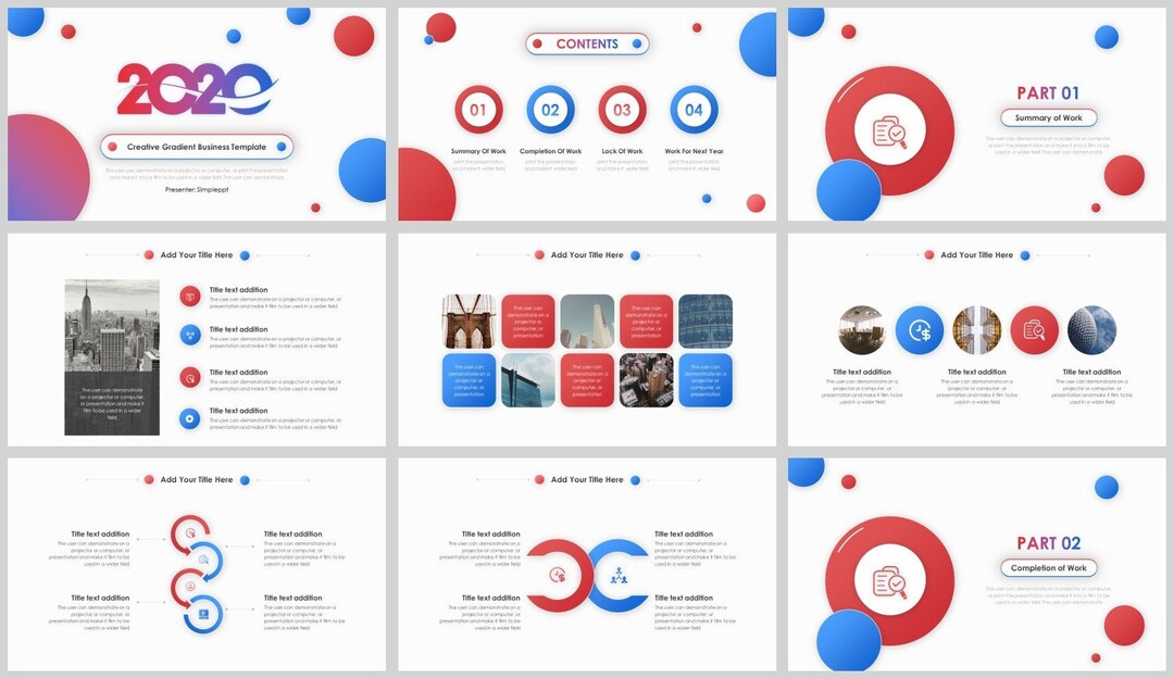 Creative Gradient Business Report Powerpoint Template04 - Etsy