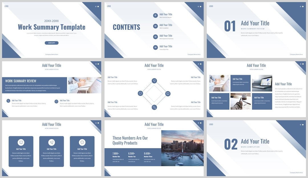 Minimal Work Summary Powerpoint Template - Etsy