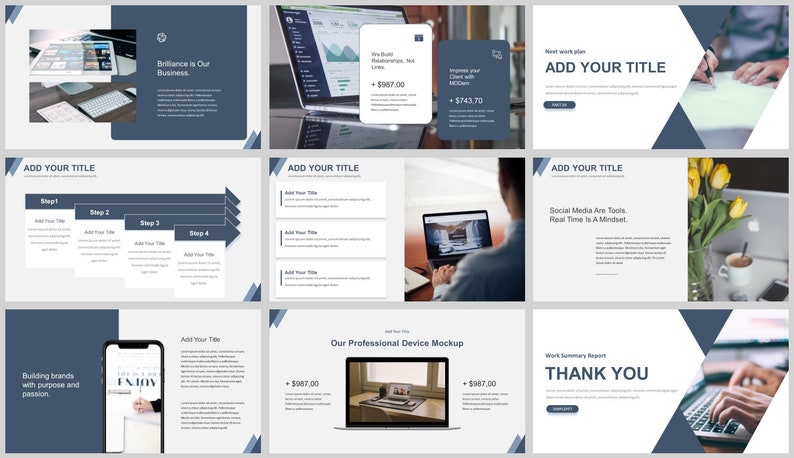 Minimal Blue Business Powerpoint Template - Etsy